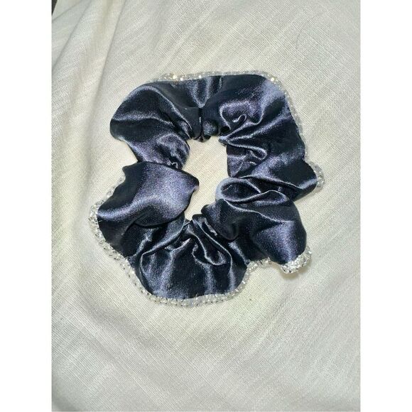 No Brand | Accessories | Navy Satin Hair Scrunchie Withrhinestonetrim ...